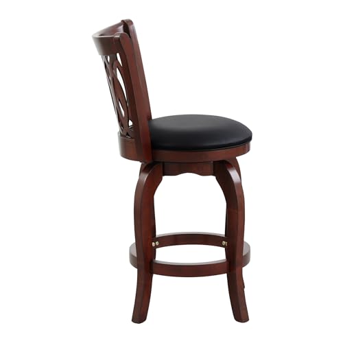 Homelegance Shapel Scroll Back Swivel Counter Height Barstool, 24.5" SH, Dark Cherry