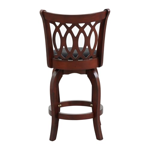 Homelegance Shapel Scroll Back Swivel Counter Height Barstool, 24.5" SH, Dark Cherry