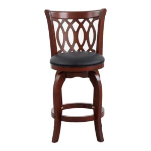 Homelegance Shapel Scroll Back Swivel Counter Height Barstool, 24.5" SH, Dark Cherry