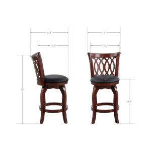 Homelegance Shapel Scroll Back Swivel Counter Height Barstool, 24.5" SH, Dark Cherry