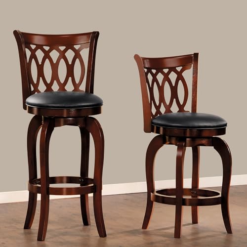 Homelegance Shapel Scroll Back Swivel Counter Height Barstool, 24.5" SH, Dark Cherry