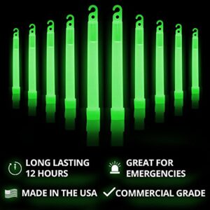 Cyalume Glow Sticks Military Grade Lightstick - Premium Green 6” SnapLight Emergency Chemical Light Stick with 12 Hour Duration , 10 Pack