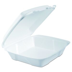 Dart 90HT1R Foam Hinged Lid Containers, 9.375 x 9.375 x 3, White (Case of 200)