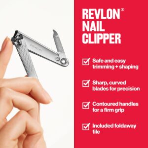 Revlon Mini Nail Clipper, Nail Care Tools, Curved Blade for Trimming & Grooming, Easy to Use (Pack of 1)