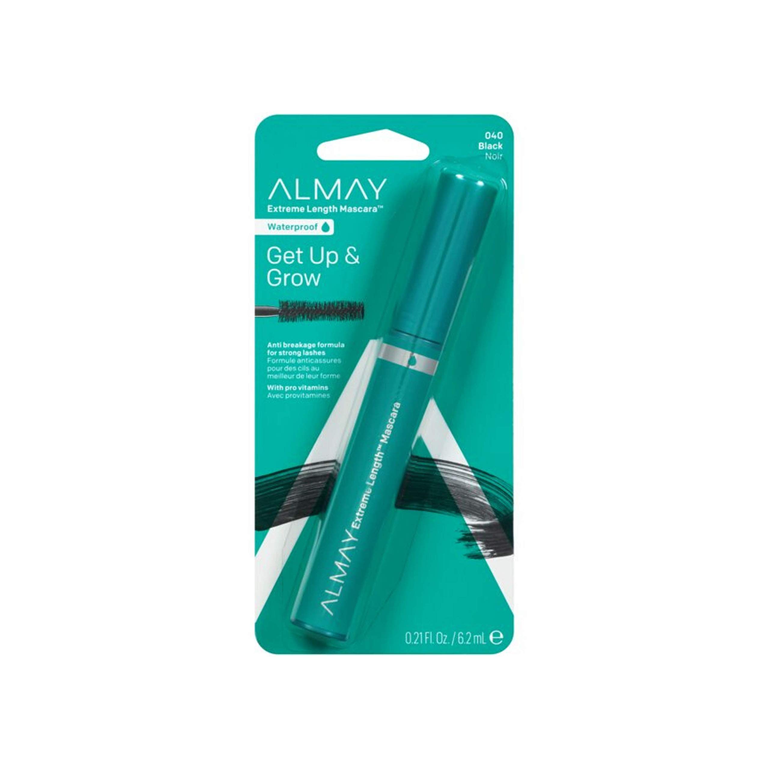 Almay Extreme Length Mascara, Strengthening Anti-Breakage Formula, Hypoallergenic-Fragrance Free, Ophthalmologist Tested for Sensitive Eyes, 040 Waterproof Black, 0.21 fl oz