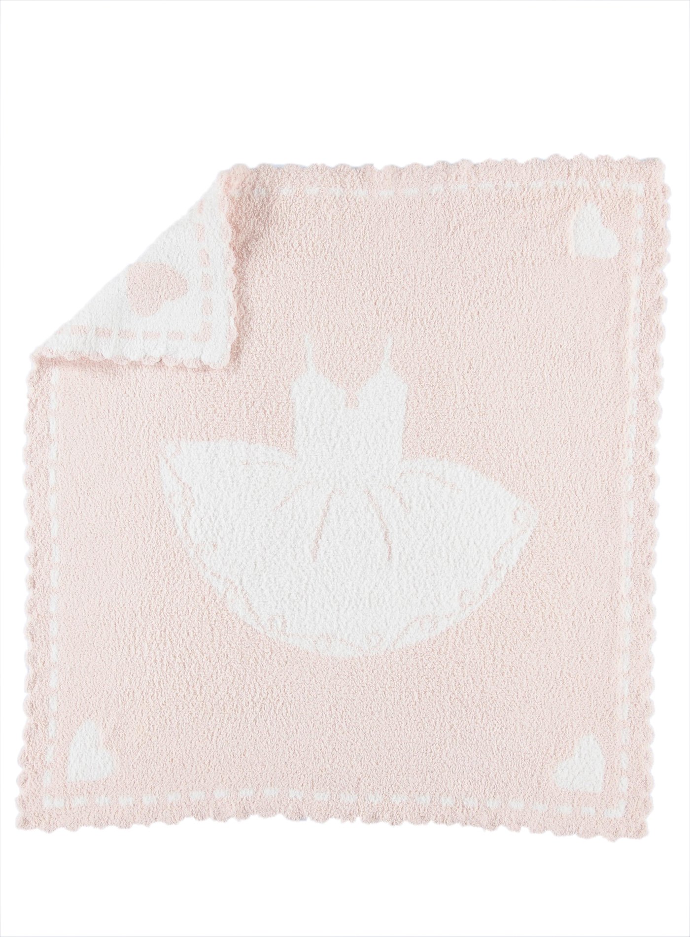 Barefoot Dreams CozyChic Scalloped Receiving Blanket - Pink & Tutu,30" x 32"