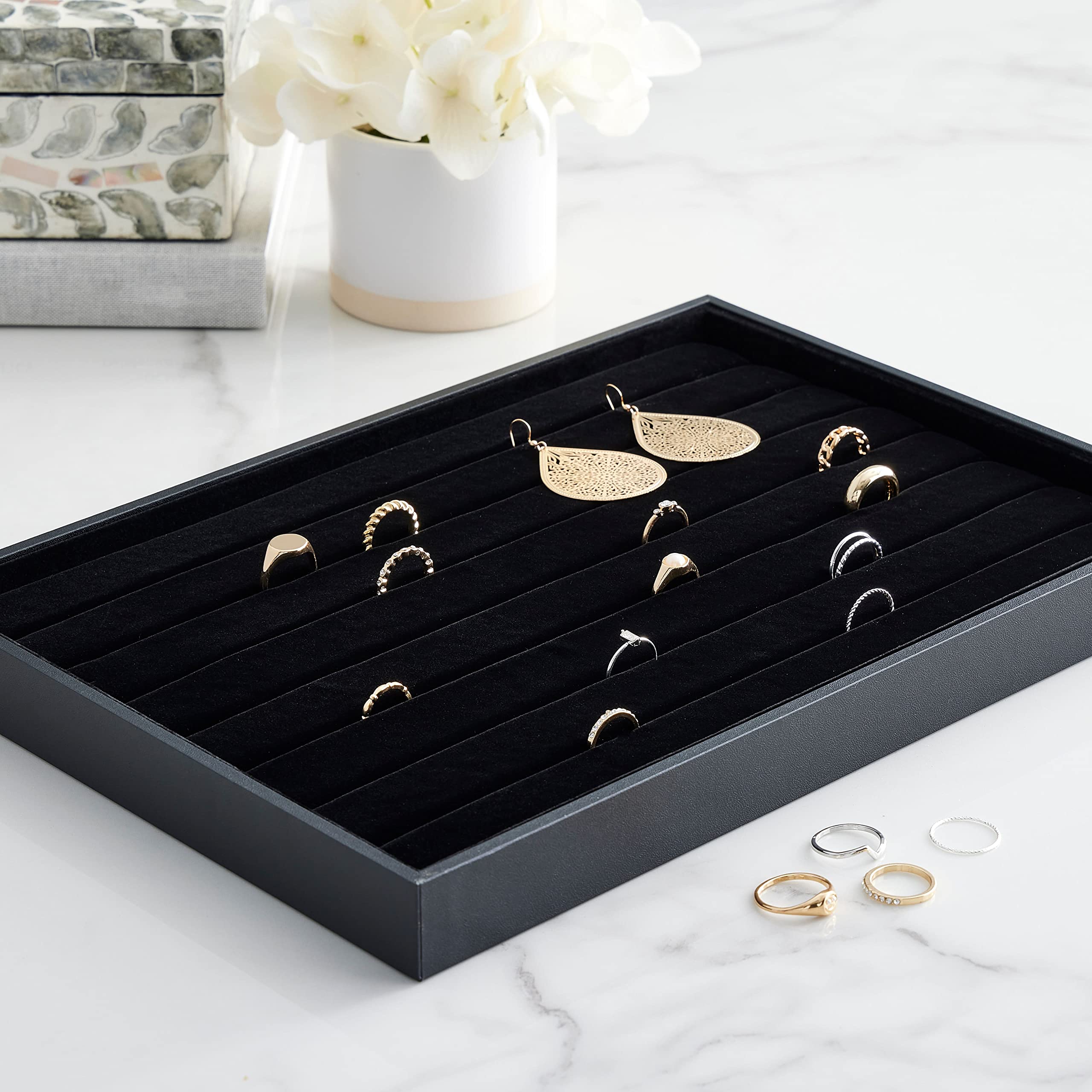 Darice Michaels Black Velvet Ring Display Tray by Bead Landing™