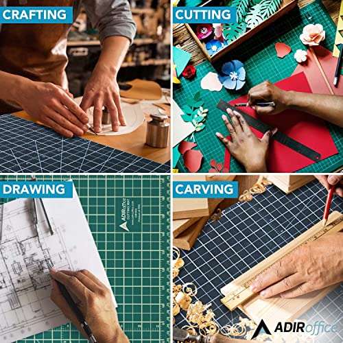 Adir Corp. Self Healing Cutting Mat - 18x24 Inches, 5 Layers Double Sided Cutting Mat for Crafts - Reversible Non-Slip Cutting Pad with Grid