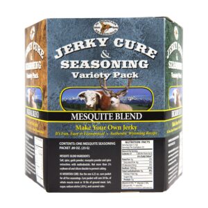 Hi Mountain Jerky Seasoning and Cure Kit - VARIETY PACK #1: Original, Mesquite, Hickory, Cracked Pepper N’ Garlic, & Cajun Flavors. Create Delicious & Flavorful Jerky at Home