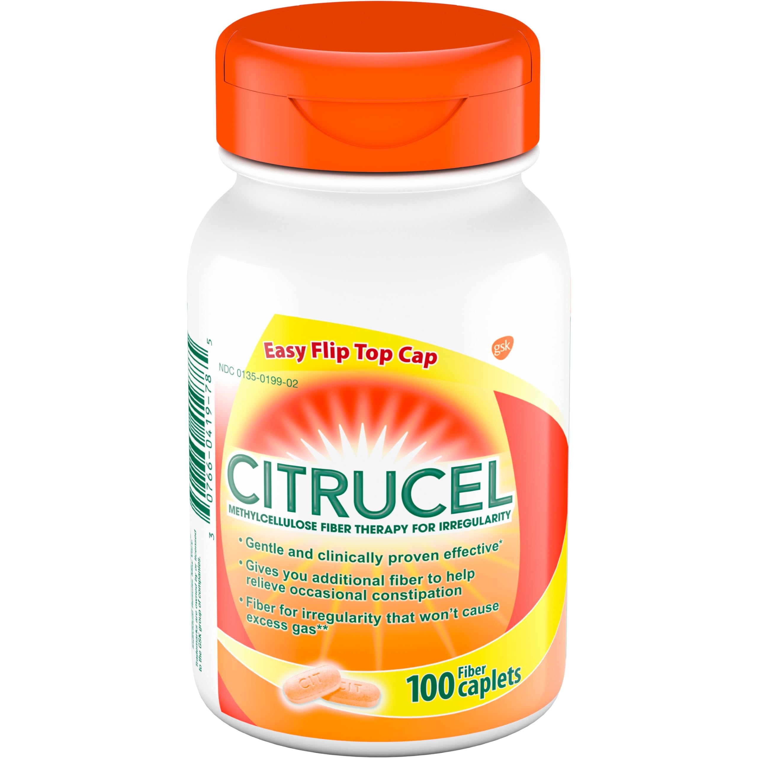 Citrucel Caplets Fiber Therapy for Occasional Constipation Relief, 100 count