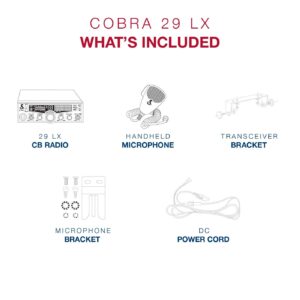 Cobra 29LX AM Professional CB Radio - Emergency Radio, Travel Essentials, NOAA Weather Channels and Emergency Alert System, Selectable 4-Color LCD, Auto-Scan and Radio Check, Black