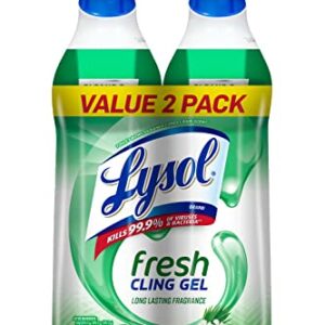 Lysol Toilet Bowl Cleaner Gel, For Cleaning and Disinfecting, Stain Removal, Forest Rain Scent, 24oz (Pack of 2)