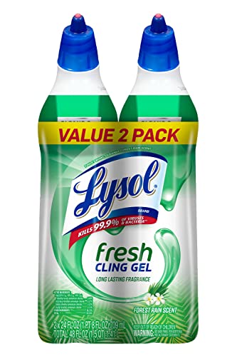 Lysol Toilet Bowl Cleaner Gel, For Cleaning and Disinfecting, Stain Removal, Forest Rain Scent, 24oz (Pack of 2)