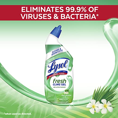 Lysol Toilet Bowl Cleaner Gel, For Cleaning and Disinfecting, Stain Removal, Forest Rain Scent, 24oz (Pack of 2)