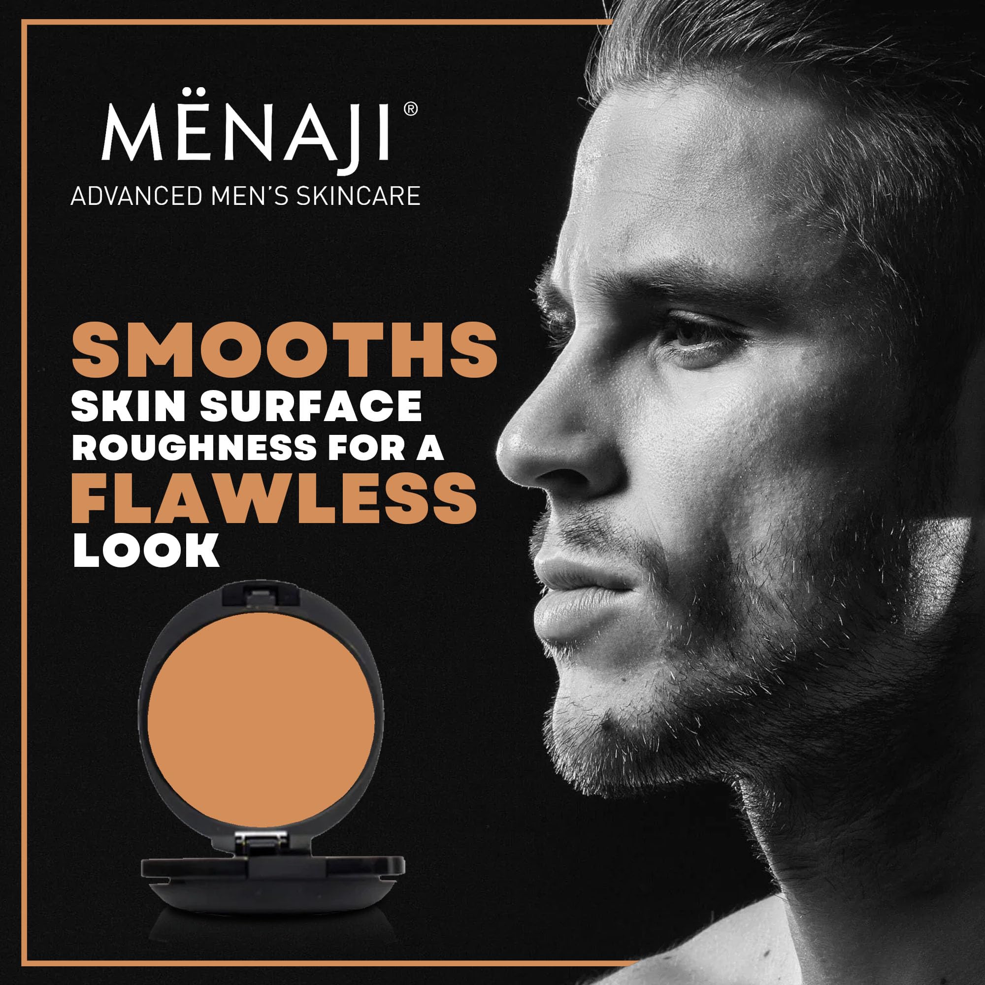 Menaji HDPV Anti-Shine Powder (Medium) | Anti-Shine Face Make-Up for Men | High-Definition Face Powder | Skin-Friendly Face Powder for Men | All-Occasion Face Powder | Contains Vitamin C & E