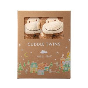 angel dear - brown monkey, cuddle twins blankie set