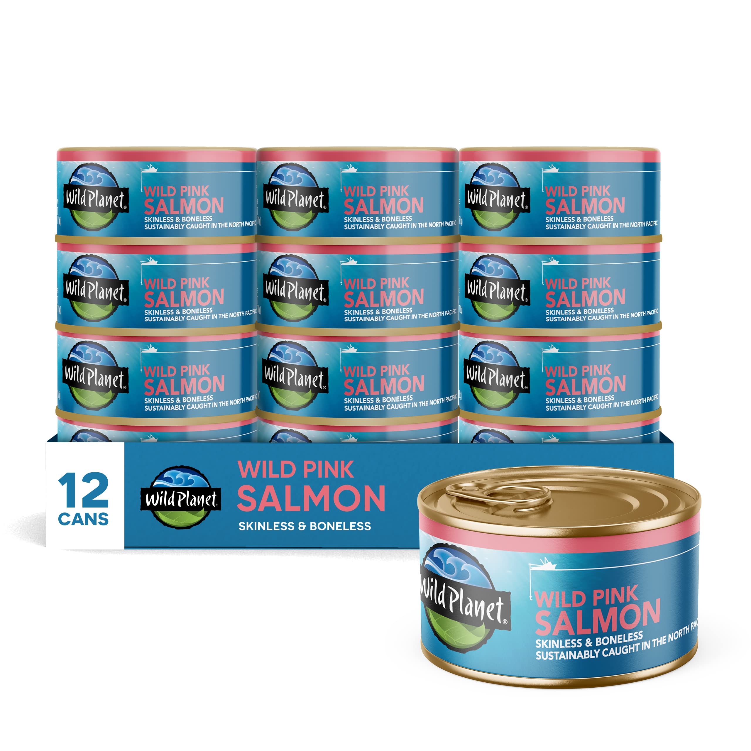 Wild Planet, Wild Pink Salmon, Canned Salmon, Sustainably Wild-Caught, Non-GMO, Kosher 6 Ounce, (Pack of 12)