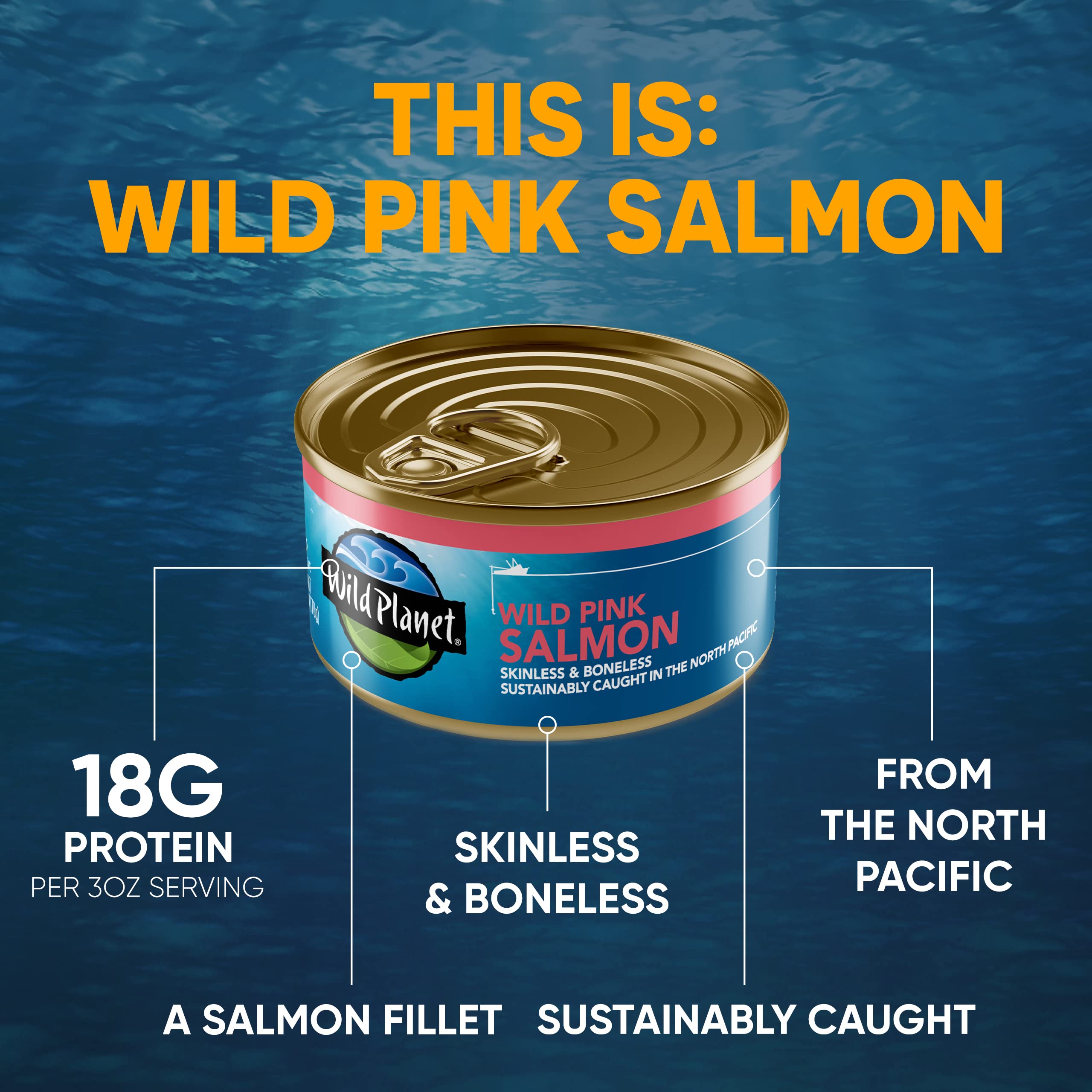 Wild Planet, Wild Pink Salmon, Canned Salmon, Sustainably Wild-Caught, Non-GMO, Kosher 6 Ounce, (Pack of 12)