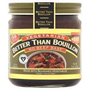 better than bouillon vegetarian no beef base, made with seasoned vegetables, certified vegan, makes 9.5 quarts of broth, 38 servings 8 ounce (pack of 1)