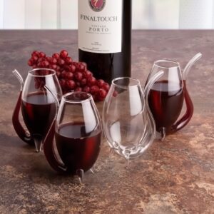 Final Touch Port Wine Sipper - Set of 4 with Deluxe Giftbox/Storage Case - 3.4 oz (100 ml) (WGP400)