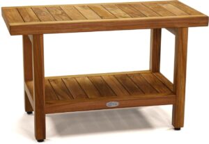 aquateak the original 30" spa teak shower bench with shelf