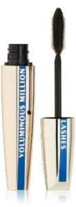 l’oreal paris makeup voluminous million lashes mascara, volumizing collagen infused eye makeup, amplifying mascara brush, waterproof, blackest black, 0.32 fl oz., 1 count