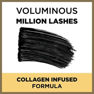 L’Oreal Paris Makeup Voluminous Million Lashes Mascara, Volumizing Collagen Infused Eye Makeup, Amplifying Mascara Brush, Waterproof, Blackest Black, 0.32 Fl Oz., 1 Count