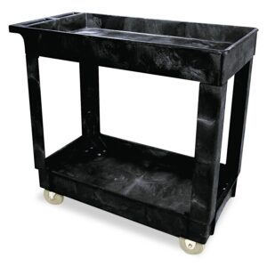 rubbermaid commercial 9t6600bla service/utility cart two-shelf 17w x 34d x 31h black