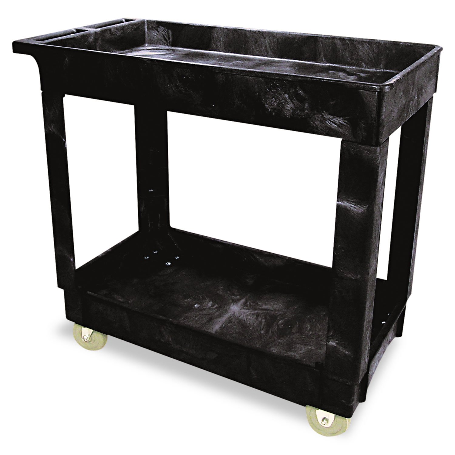 Rubbermaid Commercial 9T6600BLA Service/Utility Cart Two-Shelf 17w x 34d x 31h Black