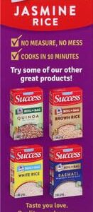 Success Boil-in-Bag Rice, Thai Jasmine Rice, Quick Rice Meals, 14-Ounce Box