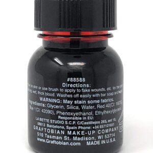 Graftobian Blood Gel 1oz Bottle - Special FX Fake Blood for Halloween - Drips & Never Dries