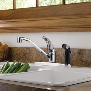 Peerless Single-Handle Kitchen Sink Faucet with Integrated Side Sprayer, Chrome P114LF