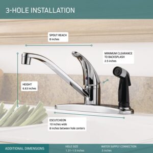 Peerless Single-Handle Kitchen Sink Faucet with Integrated Side Sprayer, Chrome P114LF