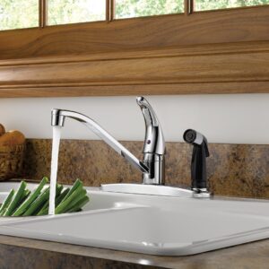 Peerless Single-Handle Kitchen Sink Faucet with Integrated Side Sprayer, Chrome P114LF