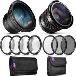 58mm altura photo professional accessory kit for canon eos rebel t8i t7i t7 t6i t6 sl3 dslr – wide angle & fisheye lens, filter kit (macro close-up set, uv, cpl, nd4) & more accessories