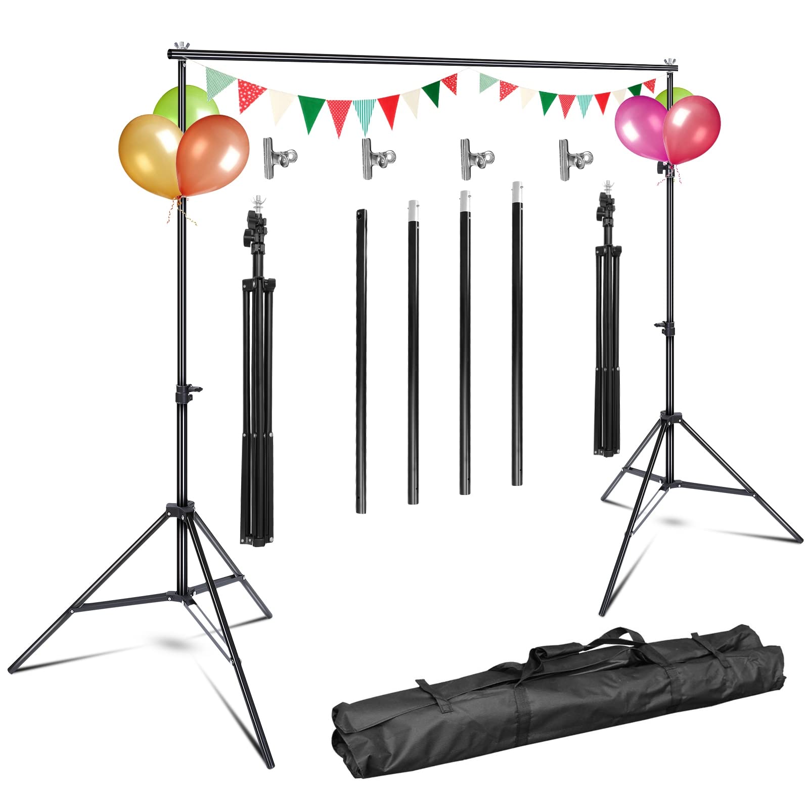 iMountek Backdrop Stand Photographic Studio Photo Backgrounds Adjustable Photo Backdrop Stand Kits with a Carrying Bag Photo Backdrop Stand for Parties/Photography/Wedding