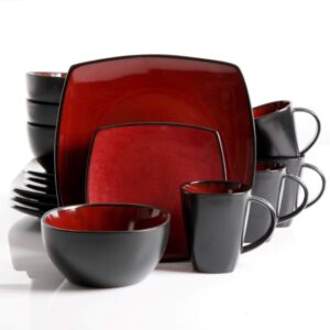 gibson soho lounge 16 piece dinnerware set, burgundy