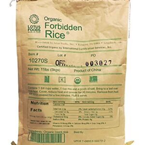 Lotus Foods Bulk Organic Forbidden Black Rice – Gluten-Free, Gourmet & Certified Organic Heirloom Whole Grain Rice, 11 pounds (1 pack)