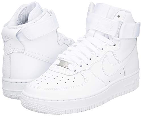 Nike Women's AIR Force 1 HIGH Casual Shoes (8, White/White/White)