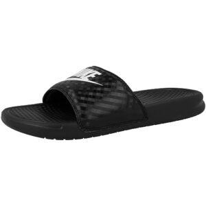 Nike Women's Benassi Just Do It Sandal, Black/White, 11 Regular US