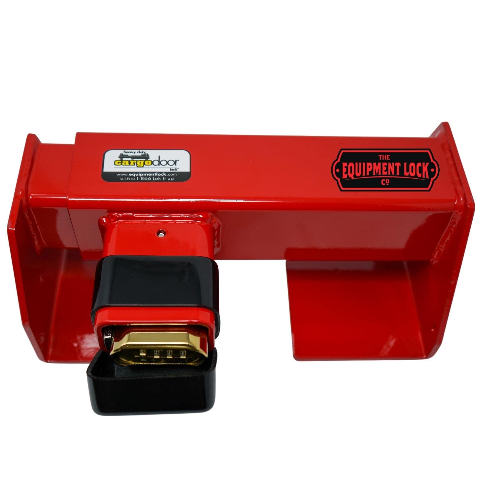 Equipment Lock HDCDL Combination Version - Steel Heavy Duty Cargo Door Lock - Truck Accessories & Storage - Maximum Security Door Padlock - For Semi Trailer Trucks & Containers - Red