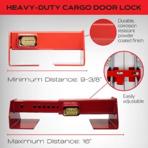 Equipment Lock HDCDL Combination Version - Steel Heavy Duty Cargo Door Lock - Truck Accessories & Storage - Maximum Security Door Padlock - For Semi Trailer Trucks & Containers - Red