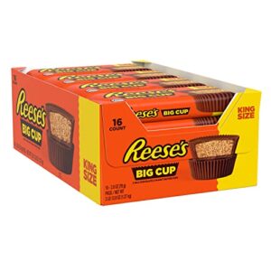 reese's big cup milk chocolate king size peanut butter cups, candy packs, 2.8 oz (16 count)