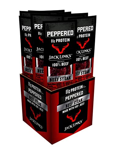 Jack Link’s Premium Cuts Beef Steak, Peppered, 12 Count, 1 Oz Strips – Great Protein Snack with 11g of Protein and 1g of Carbs Per Serving