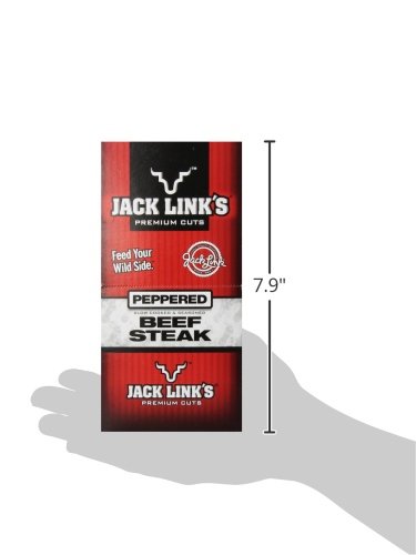 Jack Link’s Premium Cuts Beef Steak, Peppered, 12 Count, 1 Oz Strips – Great Protein Snack with 11g of Protein and 1g of Carbs Per Serving