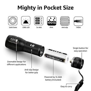 Lighting EVER LED Flashlights High Lumens, Small Flashlight, Zoomable, Waterproof, Adjustable Brightness Flash Light for Outdoor, Emergency, AAA Batteries Included, Tactical & Camping Accessories