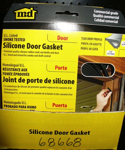 MD Building Products 68668 1/2-Inch by 20-Feet Black Silicone Door Seal