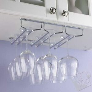 chrome under cabinet stemware holder