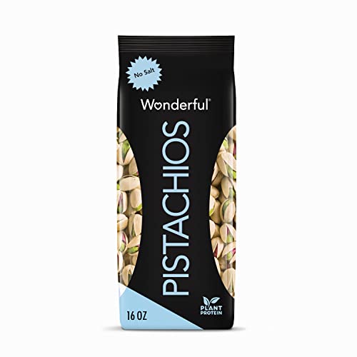 Wonderful Pistachios In Shell, Roasted with No Salt Nuts, 16 Ounce Bag, Protein Snack, On the Go Healthy Snack (16 oz)