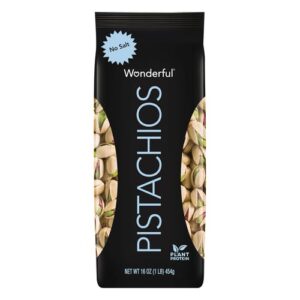 Wonderful Pistachios In Shell, Roasted with No Salt Nuts, 16 Ounce Bag, Protein Snack, On the Go Healthy Snack (16 oz)